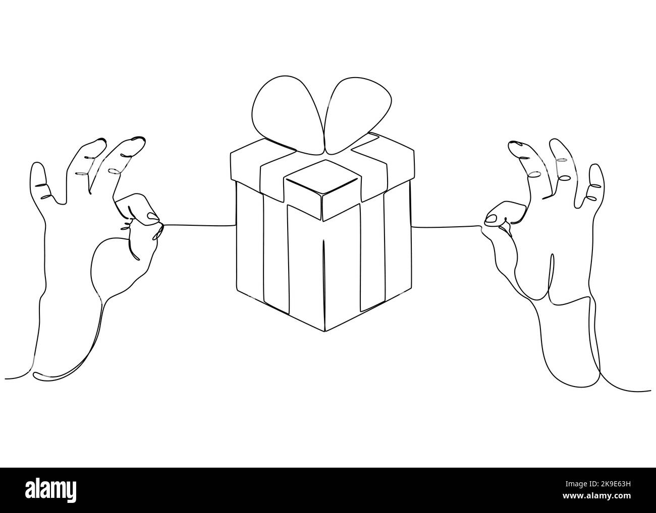 One Continuous Line Of Two Hand Holding A String With T Box Thin