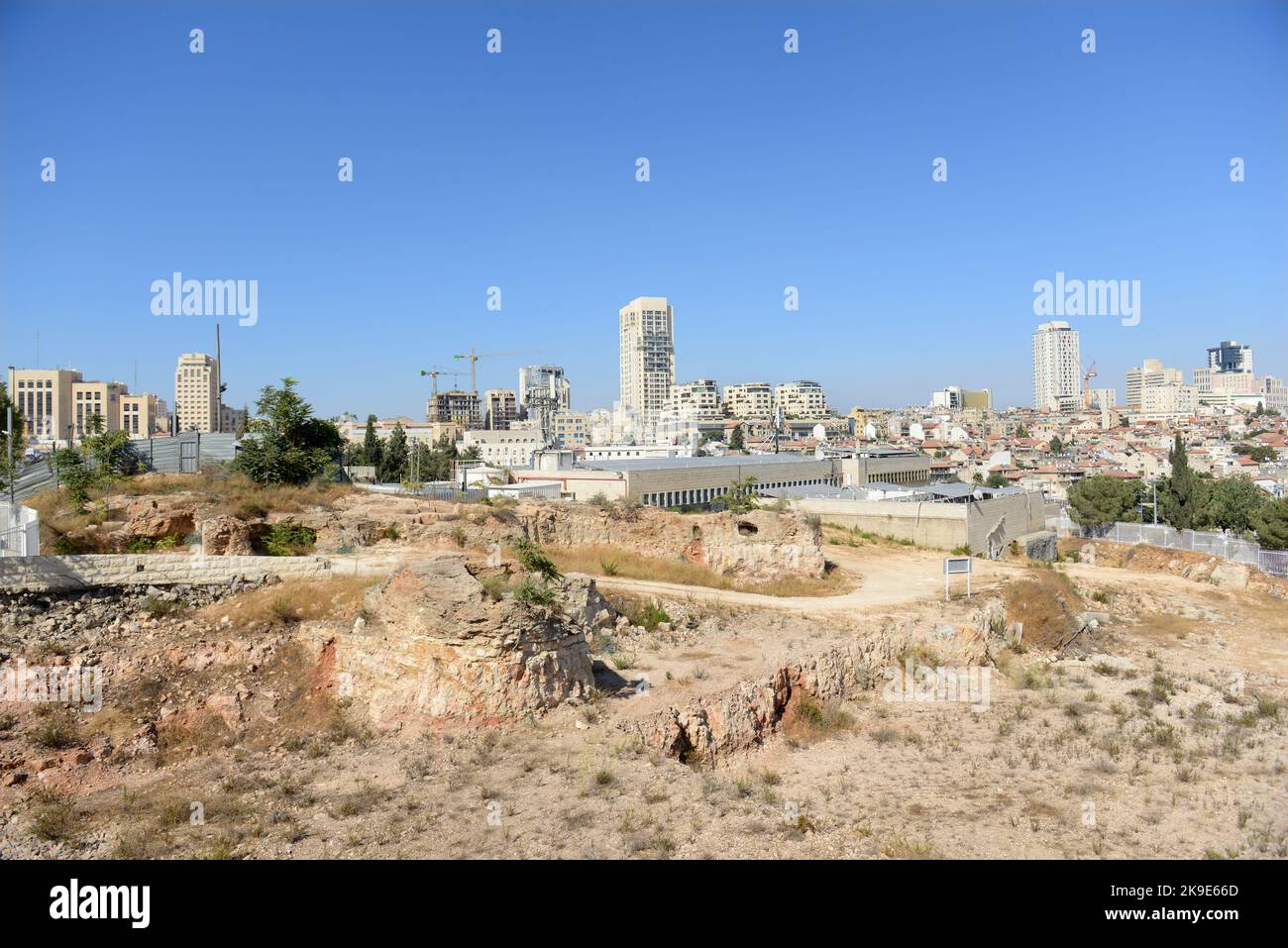 Jerusalem, Summer 2022. Changing skyline of the city center. Modern ...
