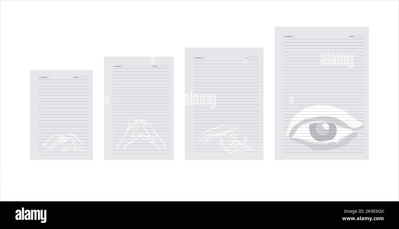 Design of note book refills in sizes A5, A4, B5 and unesco sizes. Ready ...