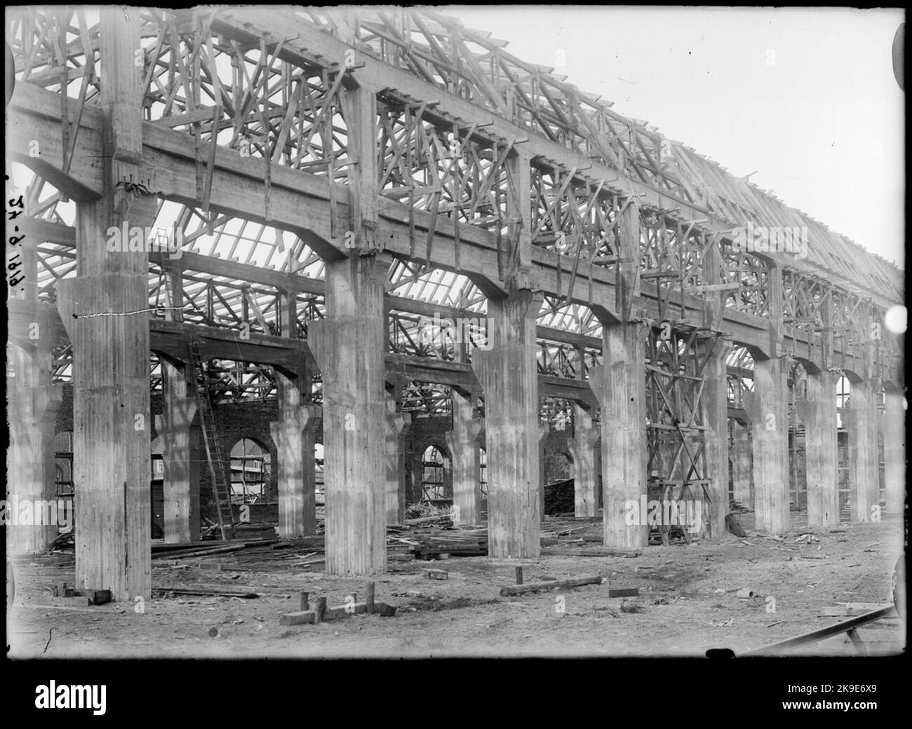 Construction of the locomotive workshop at the State Railway's railway ...
