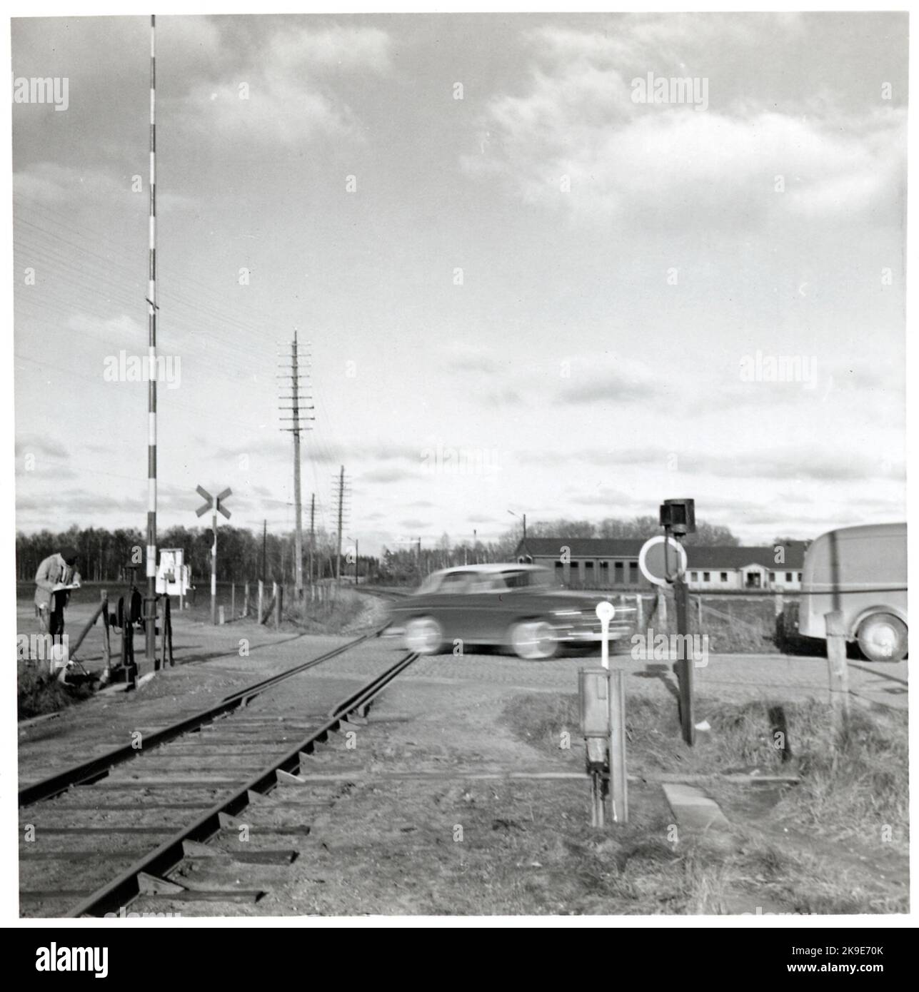 Railway crossing at Broby, on the route between Glimminge and Knislinge ...