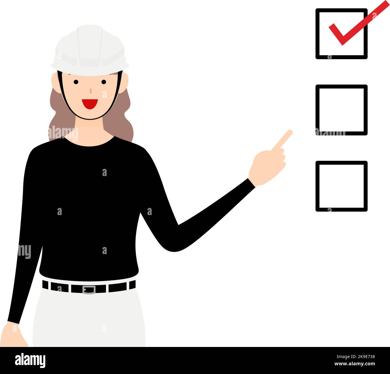 Carpenter woman pose, Pointing to a checklist Stock Vector Image & Art ...