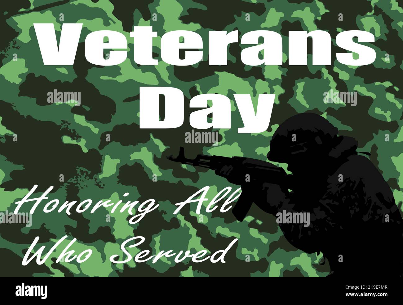 Silhouette of an American soldier on a camouflage background with the ...