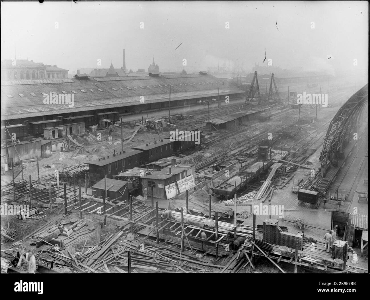 Construction of track hall at Malmö Central Station, 1923 Stock Photo ...