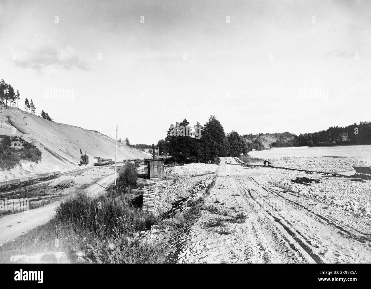 Gravel pit aggregate mine Black and White Stock Photos & Images - Alamy