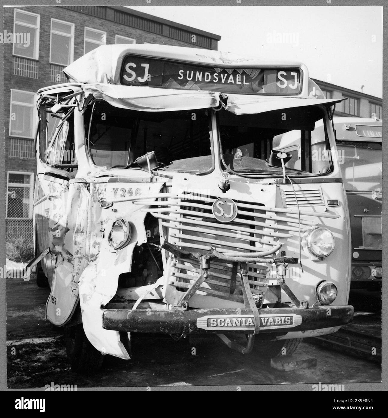 Craft-damaged Scania-Vabis B63. State Railways, SJ Bus 1869 Stock Photo ...