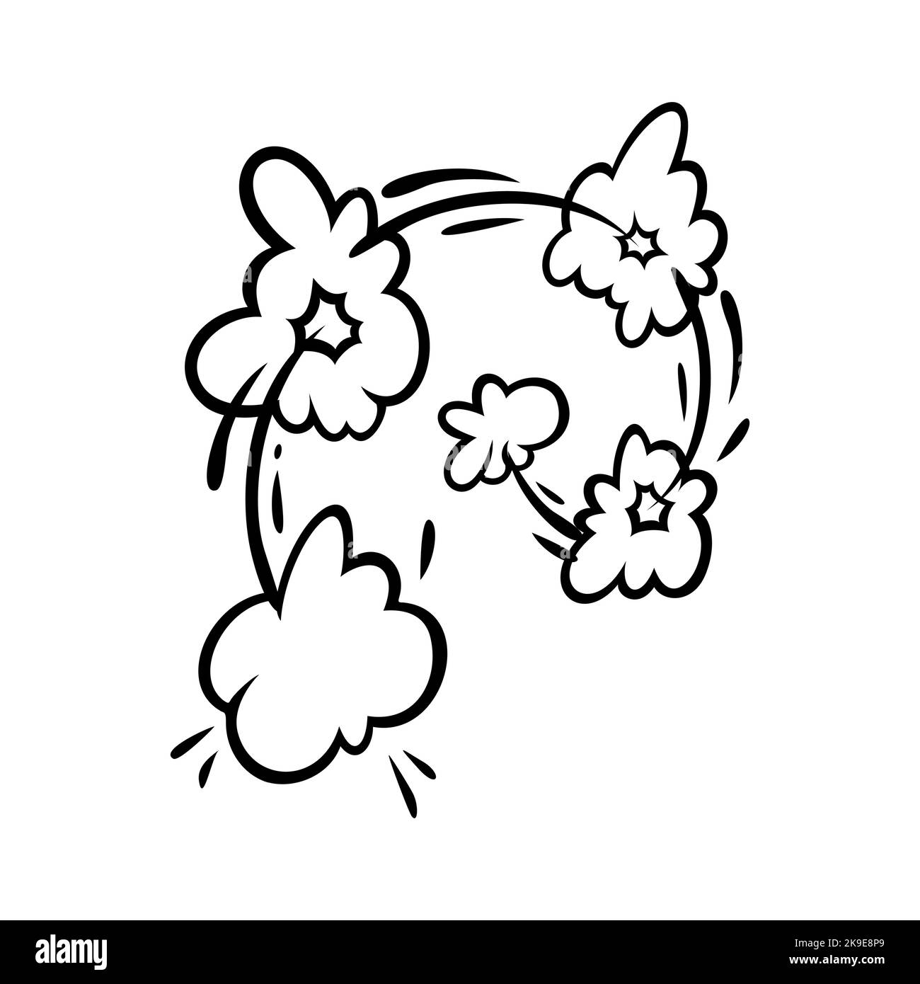 Comic boom effect clouds. Set of explosion bubbles and smoke. Vector ...