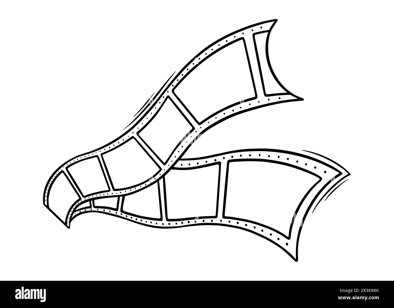 Cinema film roll sketch. Cinema ribbon in doodle style. Vector illustration isolated on white ...