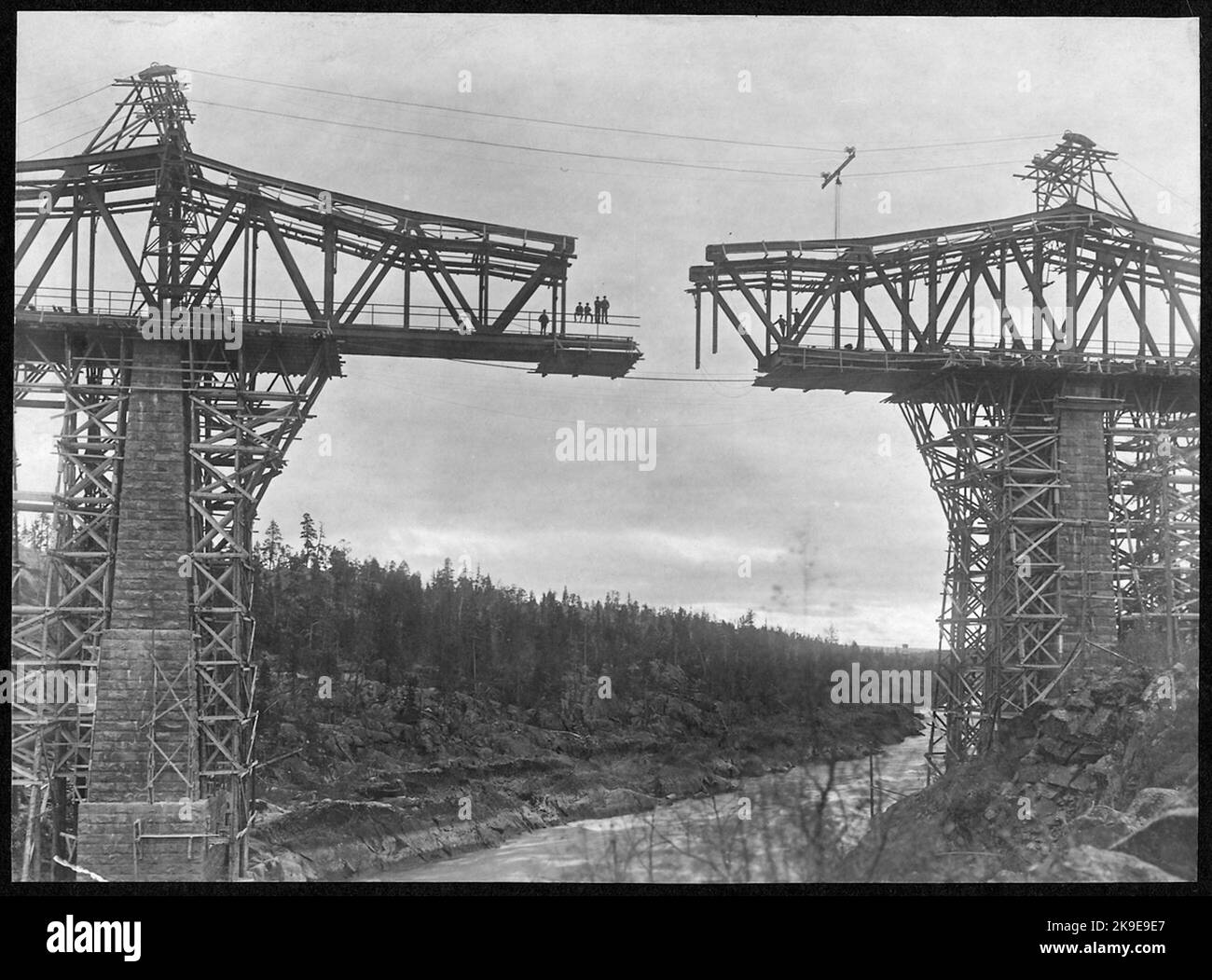 The bridge over Stora Lule River along the Inlandsbanan during the ...