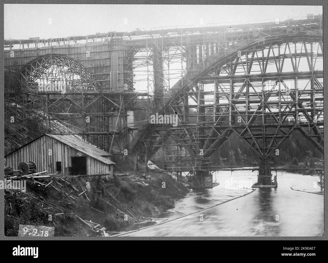 The bridge construction over the Öre River during construction Stock ...