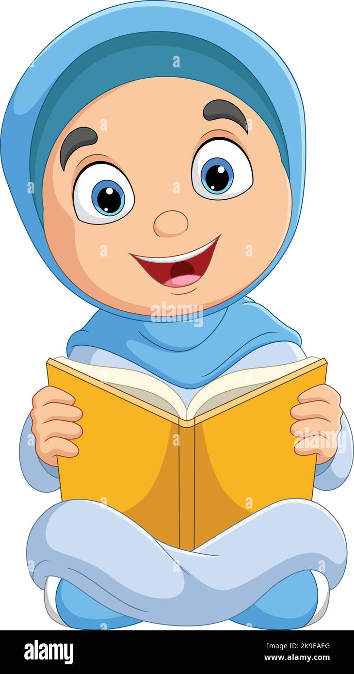 Cartoon muslim girl reading a book Stock Vector Image & Art - Alamy