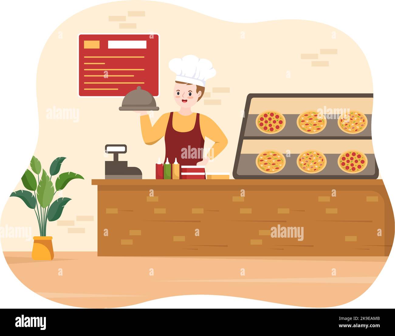 Italian Food Restaurant or Cafeteria with Chef Making Traditional Italy ...