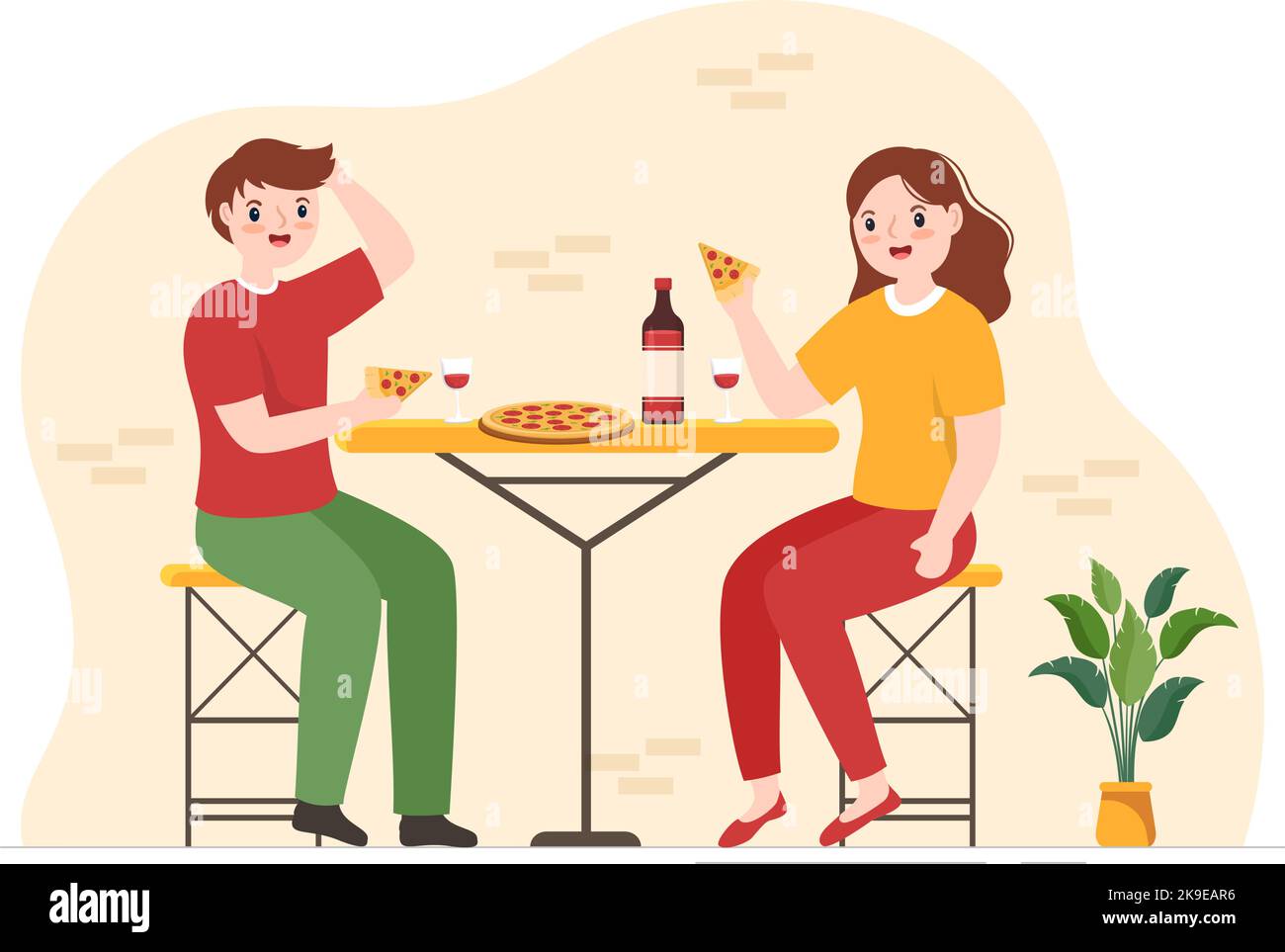 Italian Food Restaurant or Cafeteria with People Eating Traditional ...