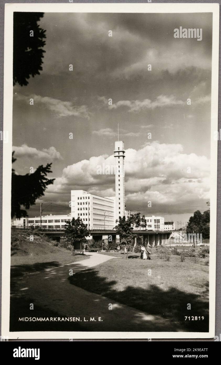 LM Ericsson's factory at Telefonplan in the Midsummer Wreath Stock Photo - Alamy