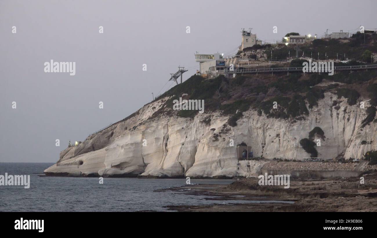 View from the Israeli side of Rosh Hanikra Crossing, also known as the ...