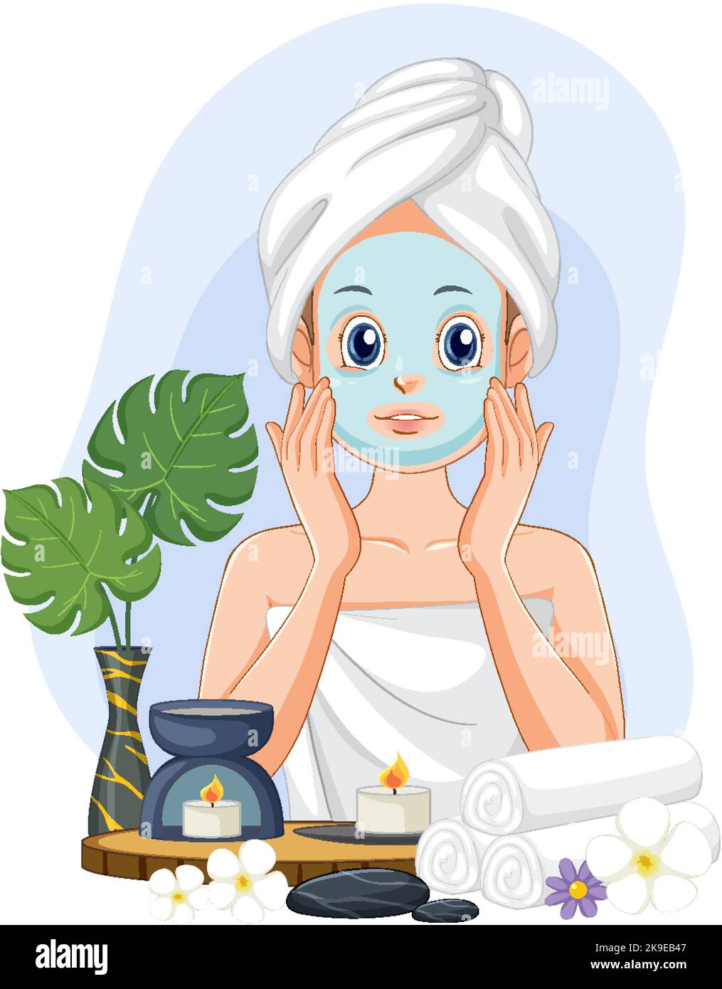 Spa woman applying facial mask illustration Stock Vector Image & Art ...