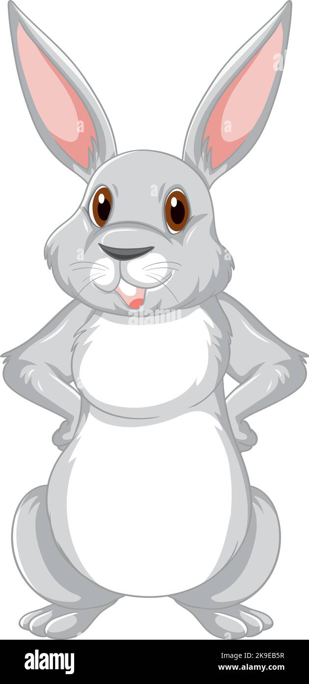 Cute grey rabbit cartoon character illustration Stock Vector Image ...