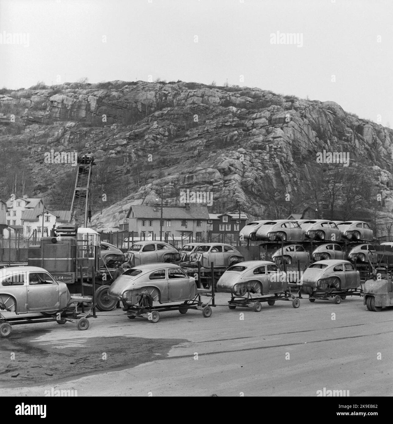 Gothenburg. Unloading Volvo chassis Stock Photo - Alamy