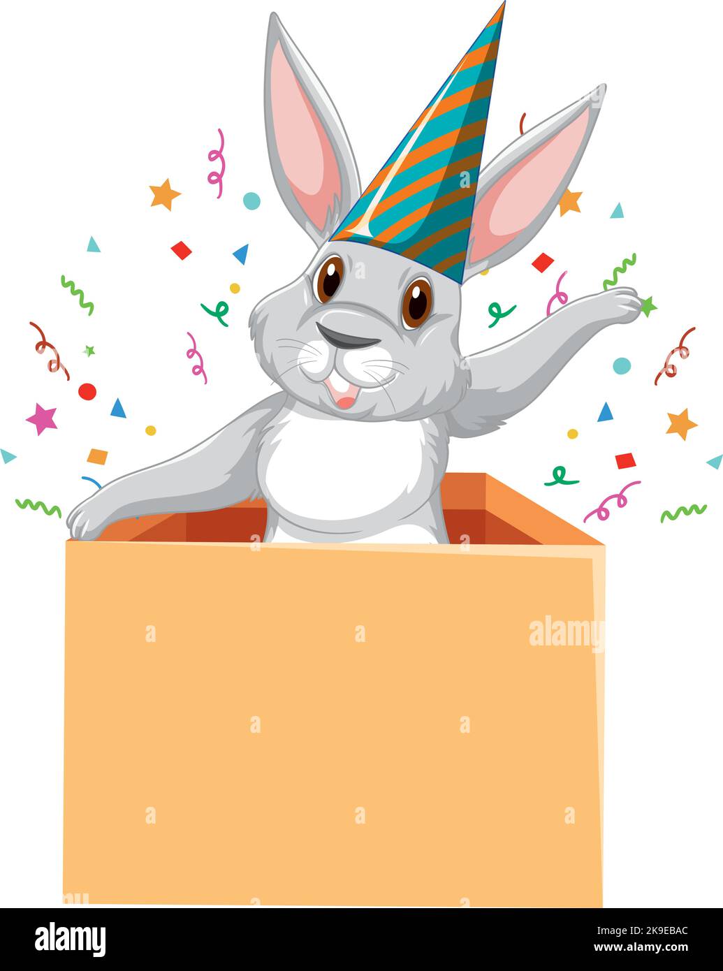 Cute grey rabbit cartoon character illustration Stock Vector Image ...