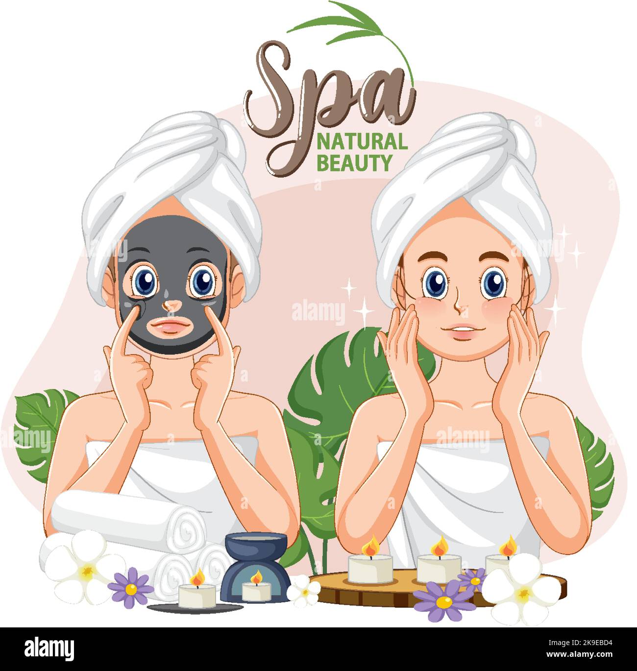 Spa girl applying facial mask illustration Stock Vector Image & Art - Alamy