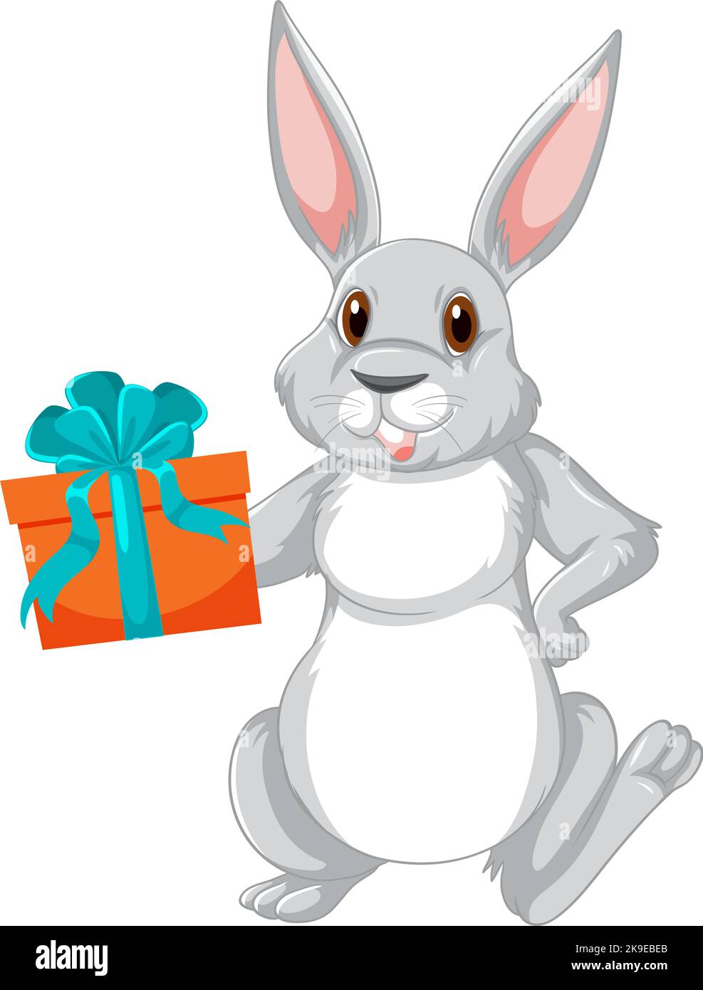 Cute grey rabbit cartoon character illustration Stock Vector Image ...