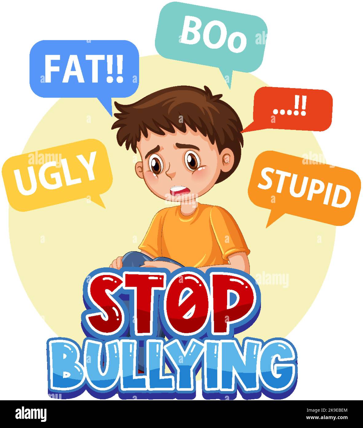Stop bullying kids text design illustration Stock Vector Image & Art ...