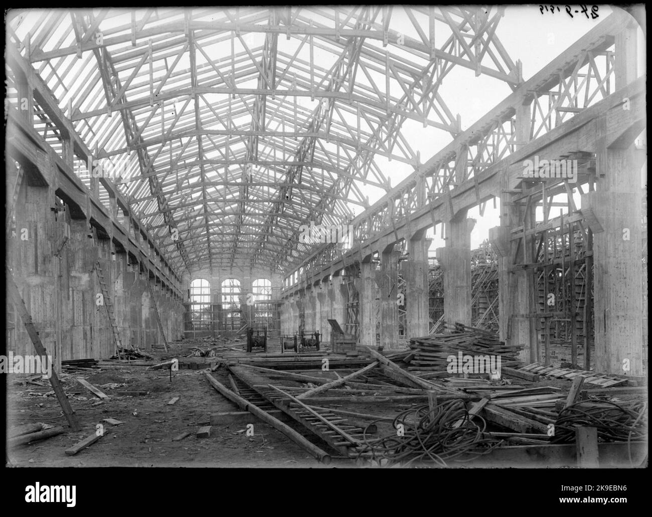 Construction of the locomotive workshop at the State Railway's railway ...
