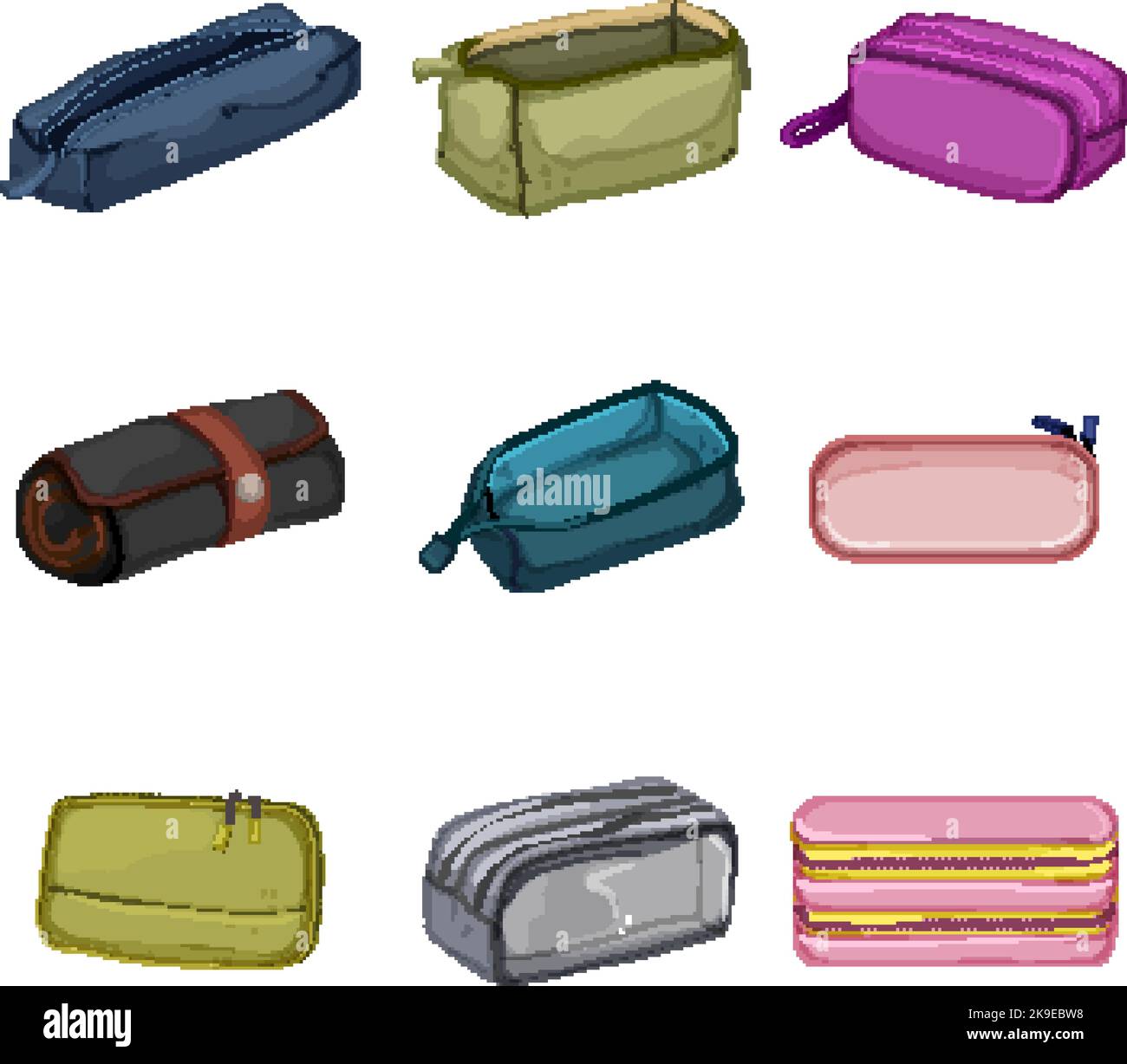 pencil case set cartoon vector illustration Stock Vector Image & Art ...