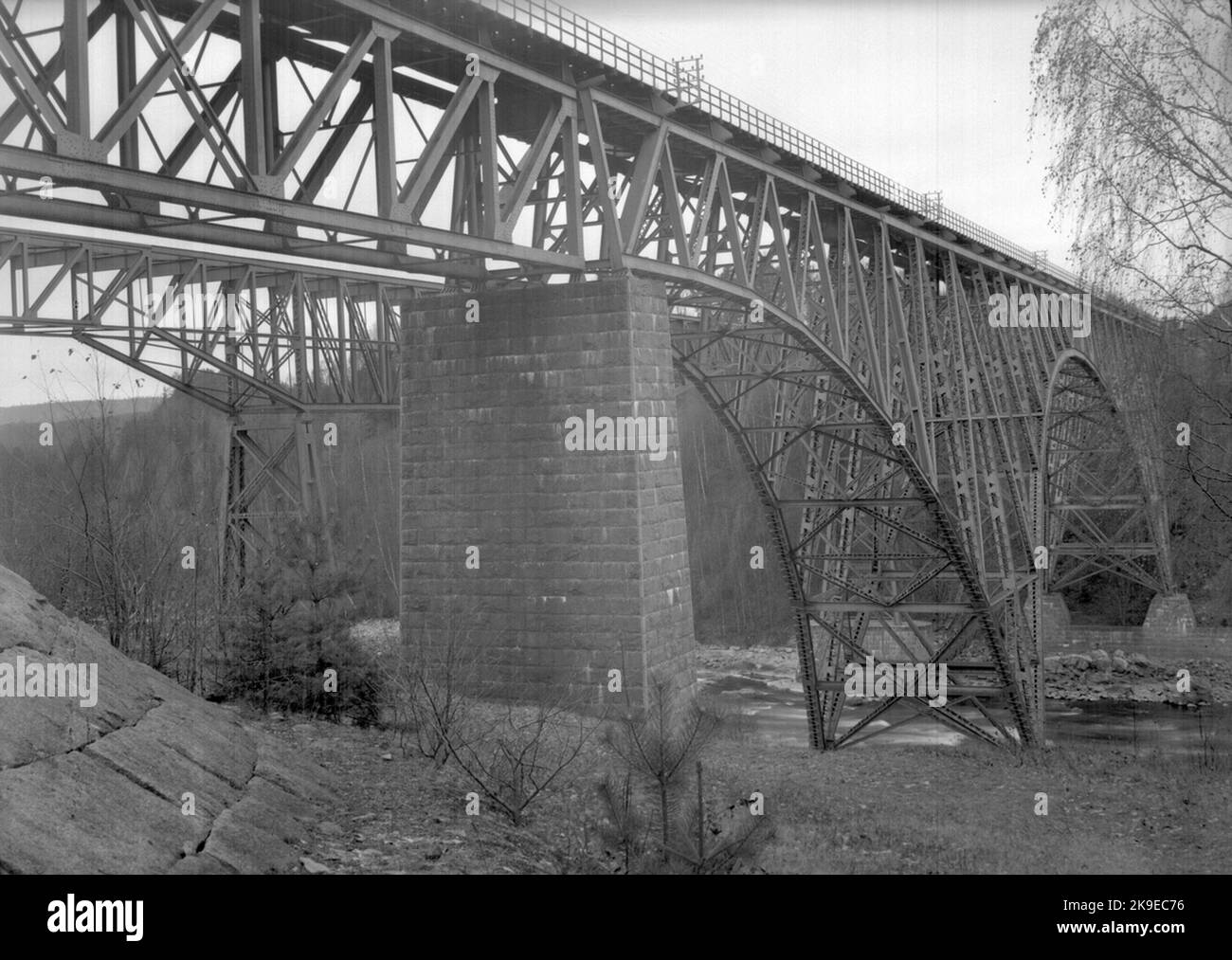 The bridges over the Ångerman River. The new bridge in the foreground ...