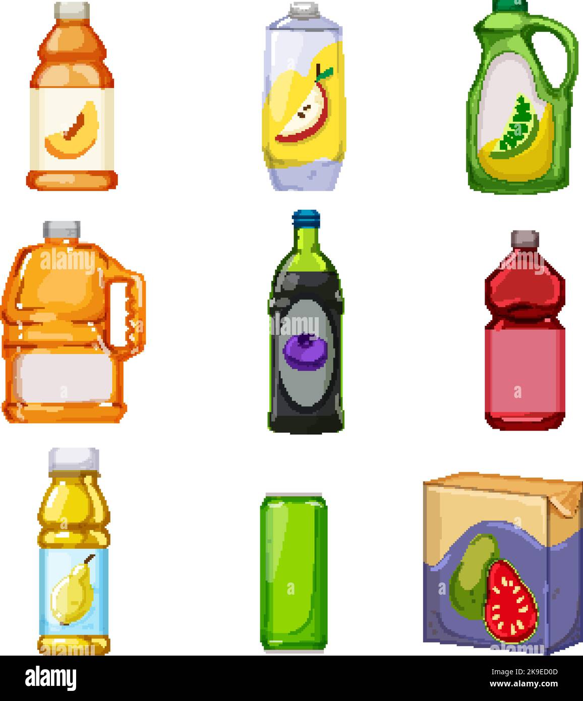juice bottle set cartoon vector illustration Stock Vector Image & Art ...