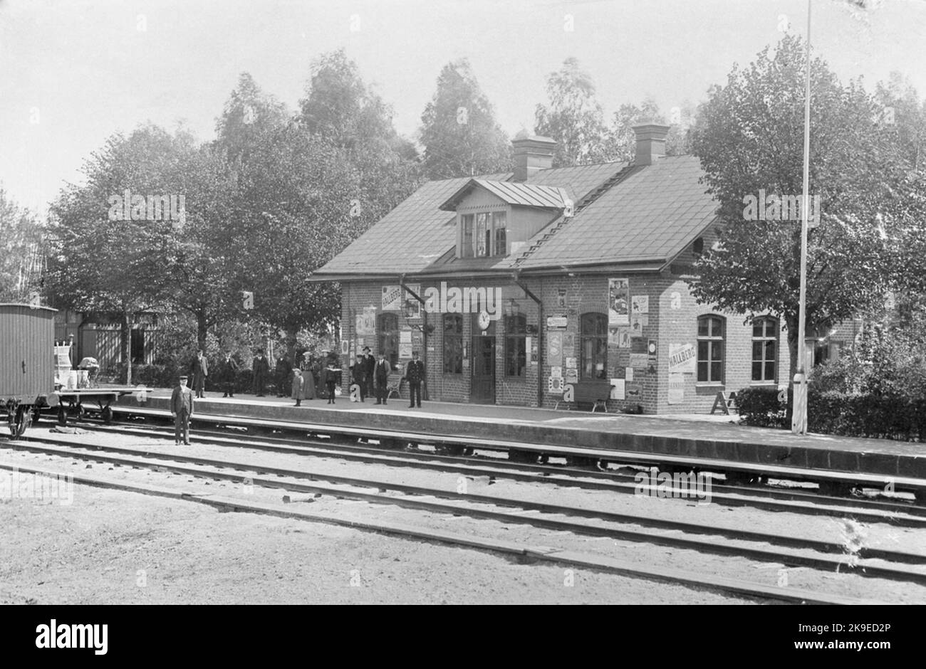 Station at Fixed Hallsberg-Motala-Mjölby Railway (HMMJ) in 1879 SJ took ...