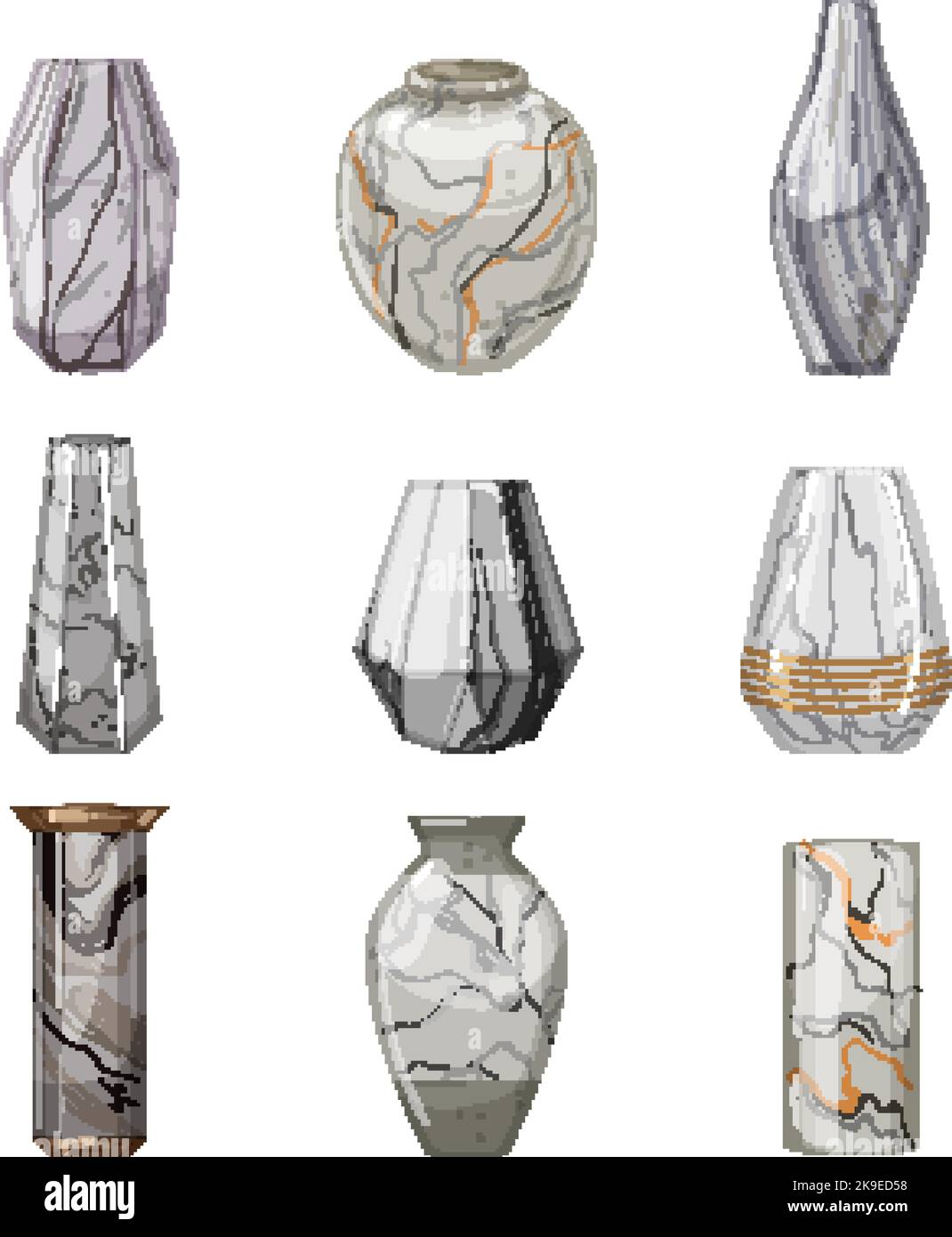 marble vase set cartoon vector illustration Stock Vector Image & Art ...