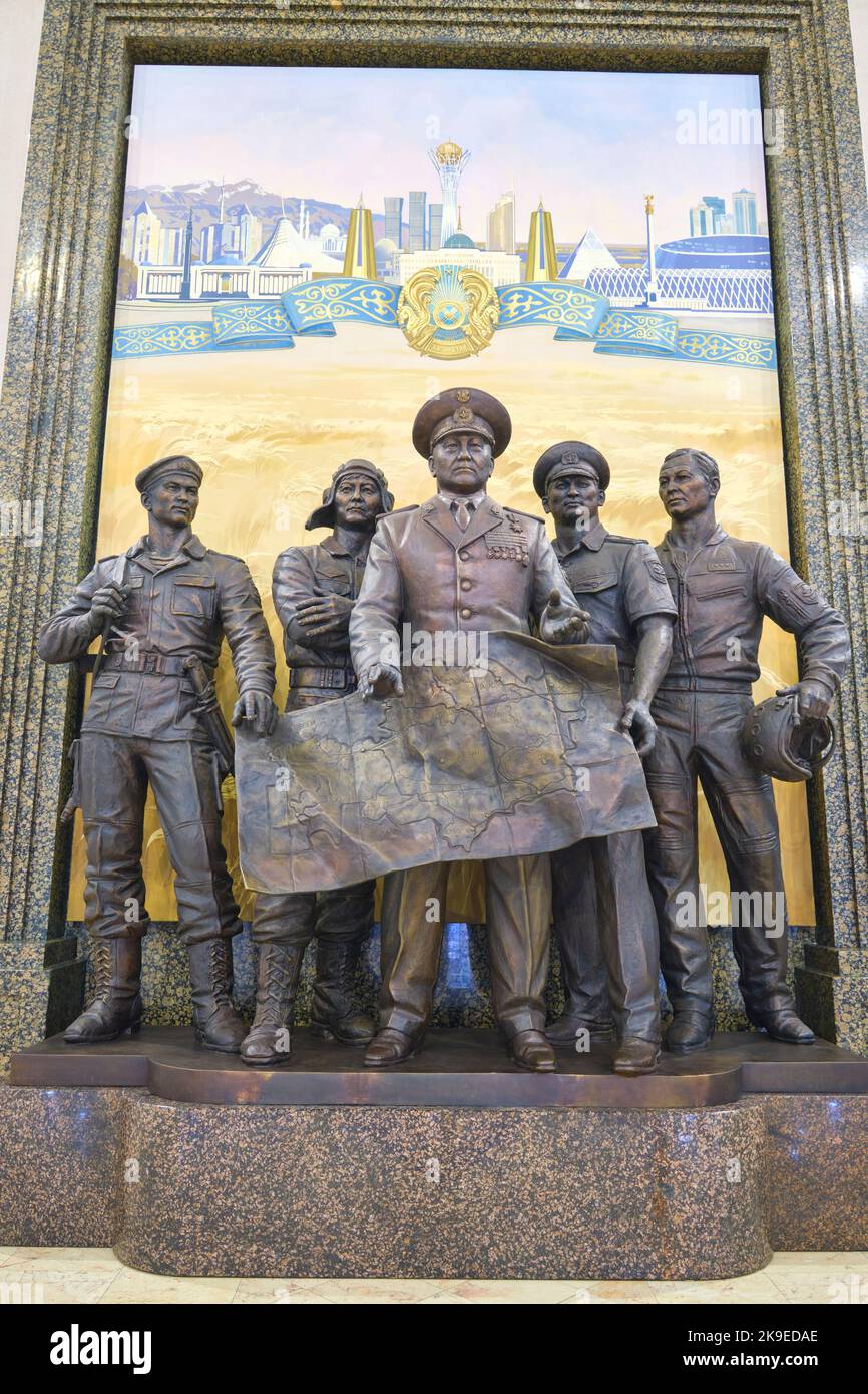 A bronze statue, sculpture of a group of military commanders with a map ...