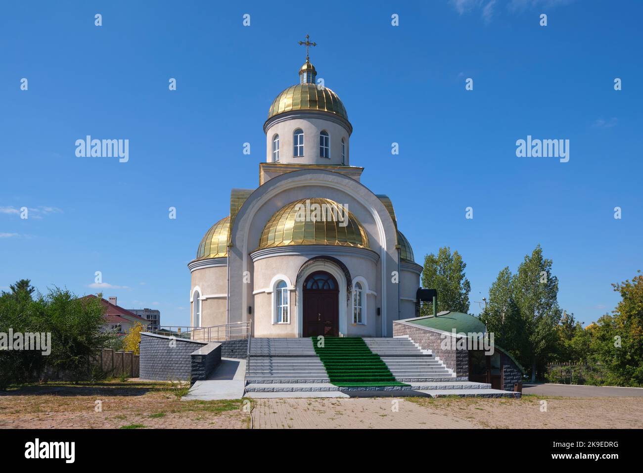 Exterior view of the fancy, gold domed Catholic chuch, St. Joseph the ...