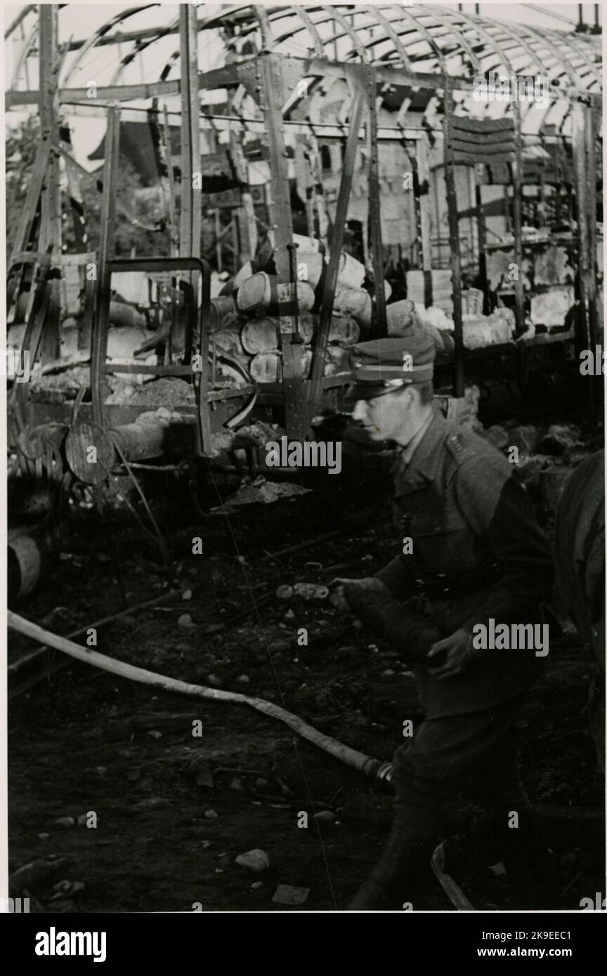 Avesta Krylbo station at the explosion of a German ammunition train ...