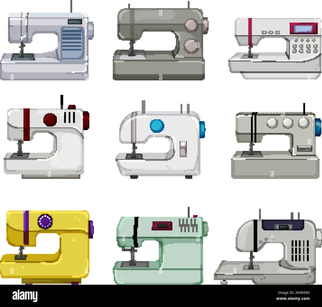 Sew Machine Set Cartoon Vector Illustration Stock Vector Image And Art