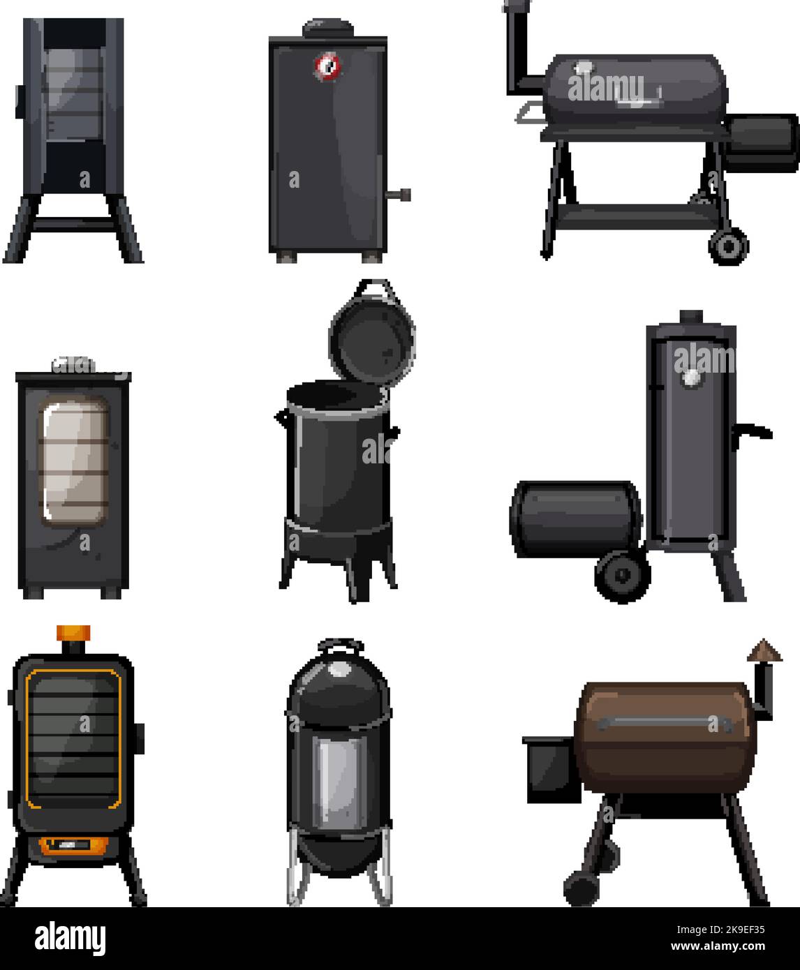 smoker bbq set cartoon vector illustration Stock Vector Image & Art - Alamy