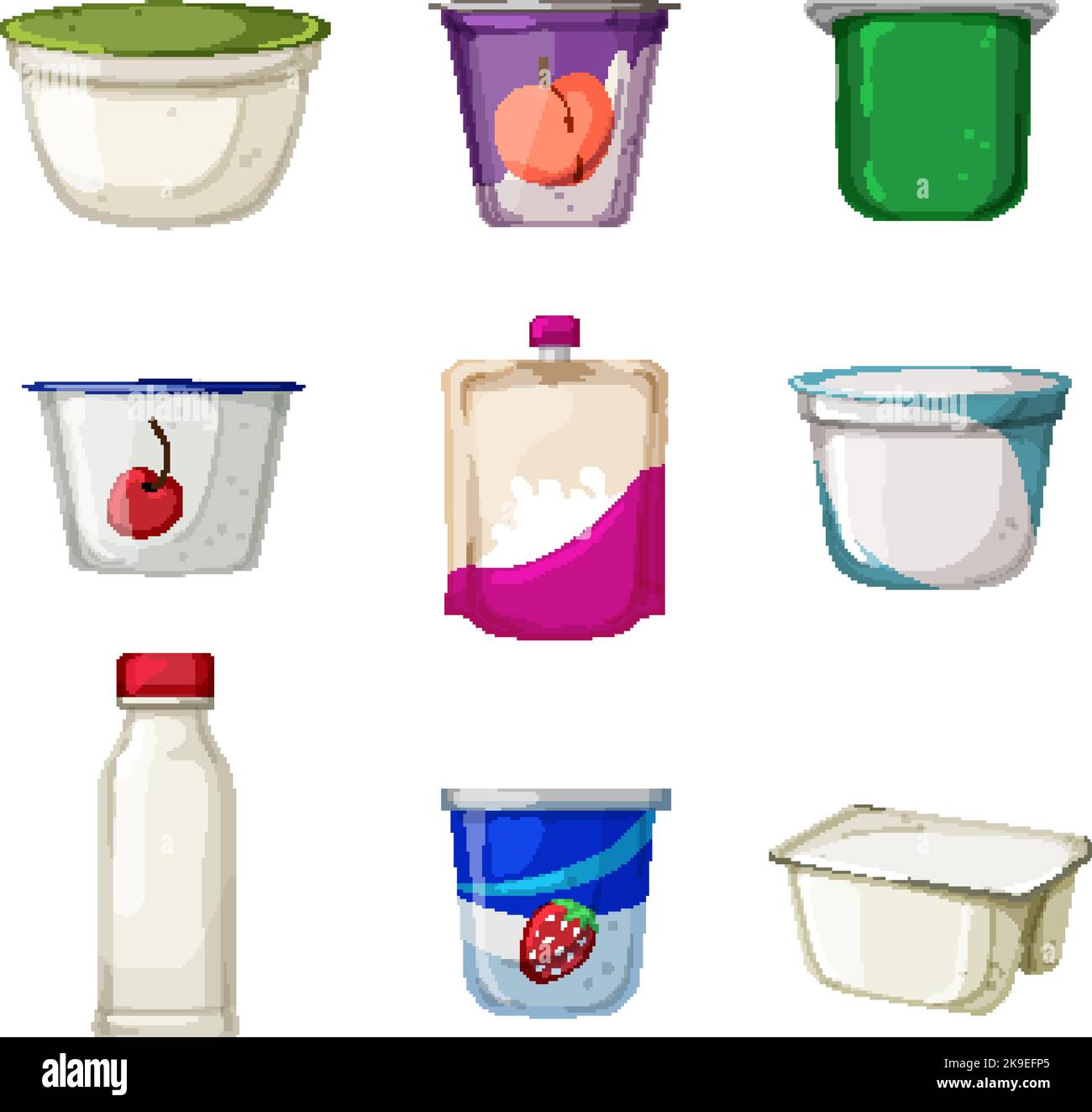 yogurt package set cartoon vector illustration Stock Vector Image & Art ...