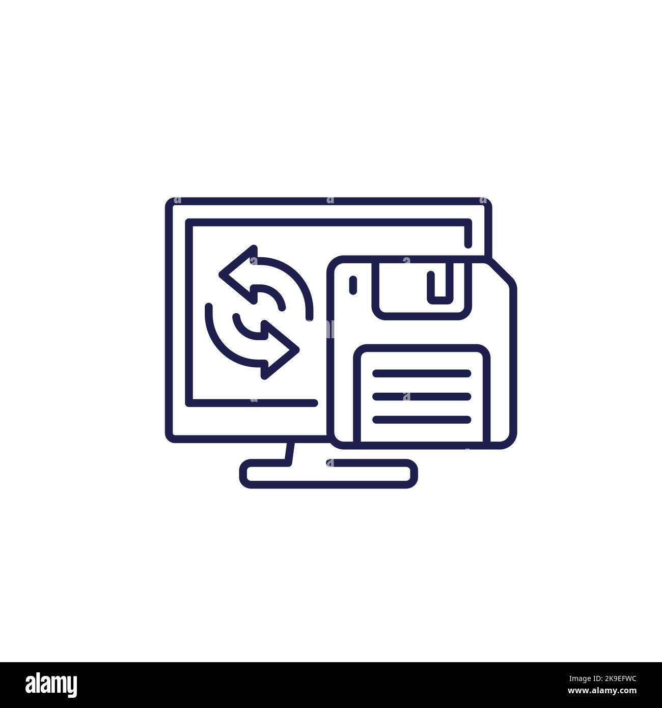 backup icon with a floppy disk, line vector Stock Vector Image & Art - Alamy