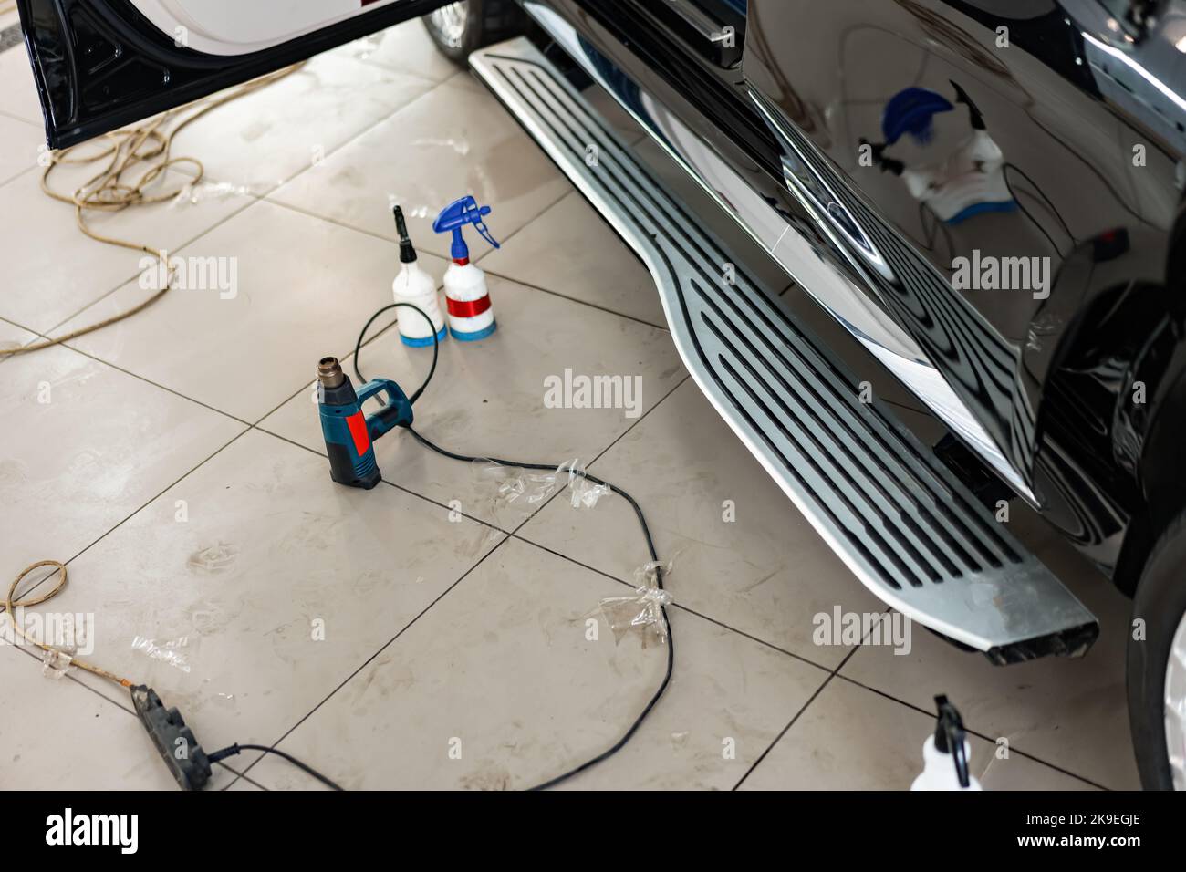Working tools in a car detailing center Stock Photo - Alamy