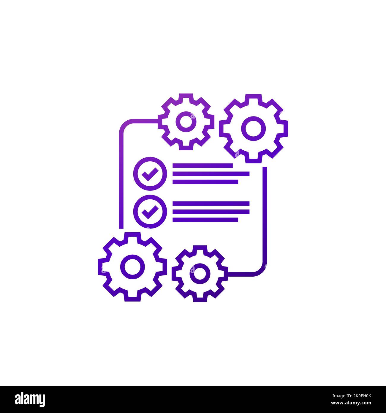 check list with gears, project execution line icon Stock Vector Image ...