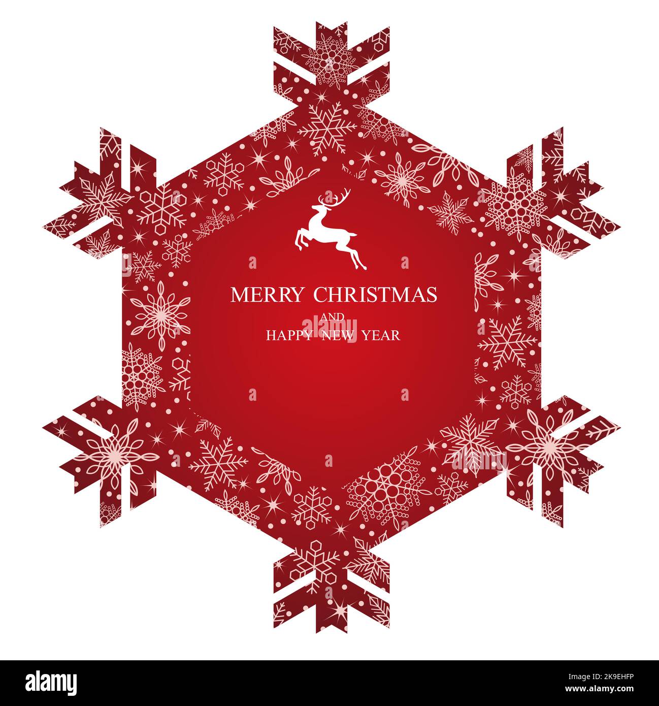 Christmas Vector Red Snowflake Shape Frame Illustration With Snowflake ...