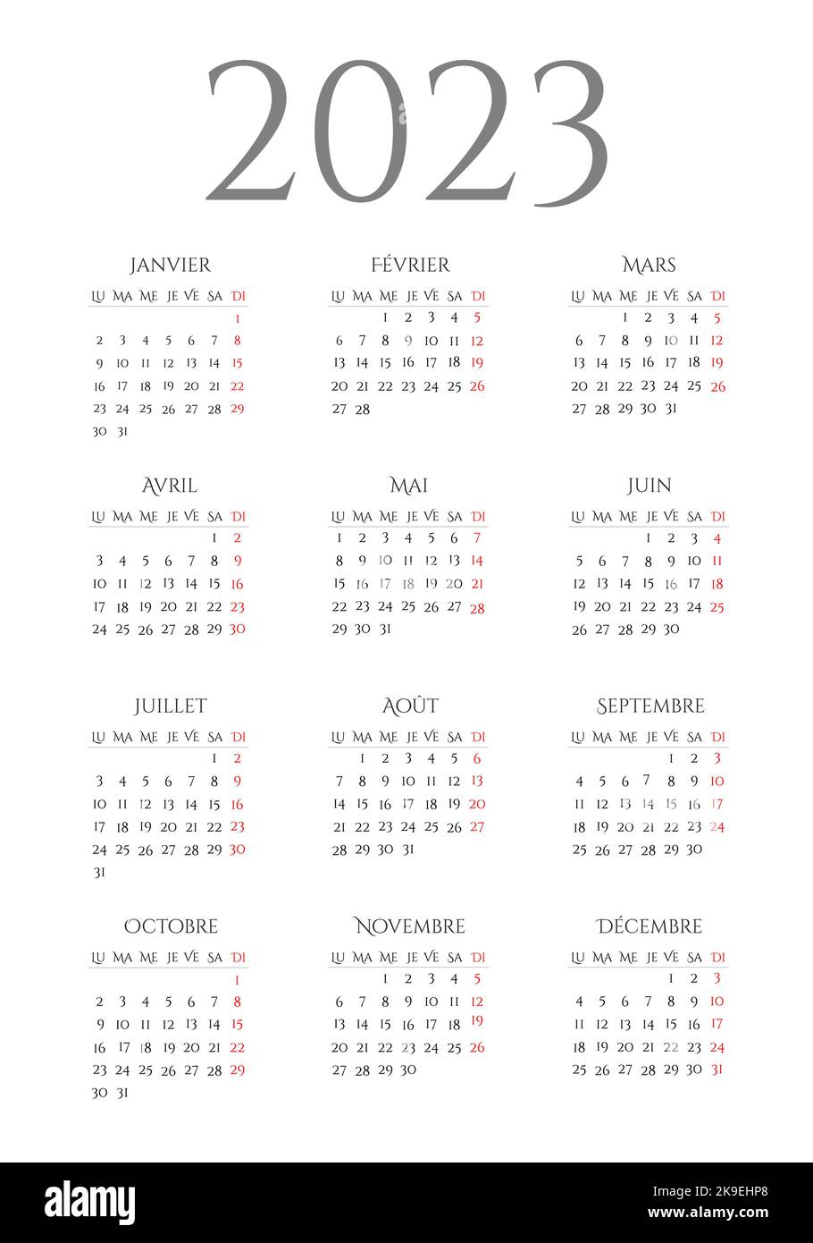 2023 french calendar hi-res stock photography and images - Alamy
