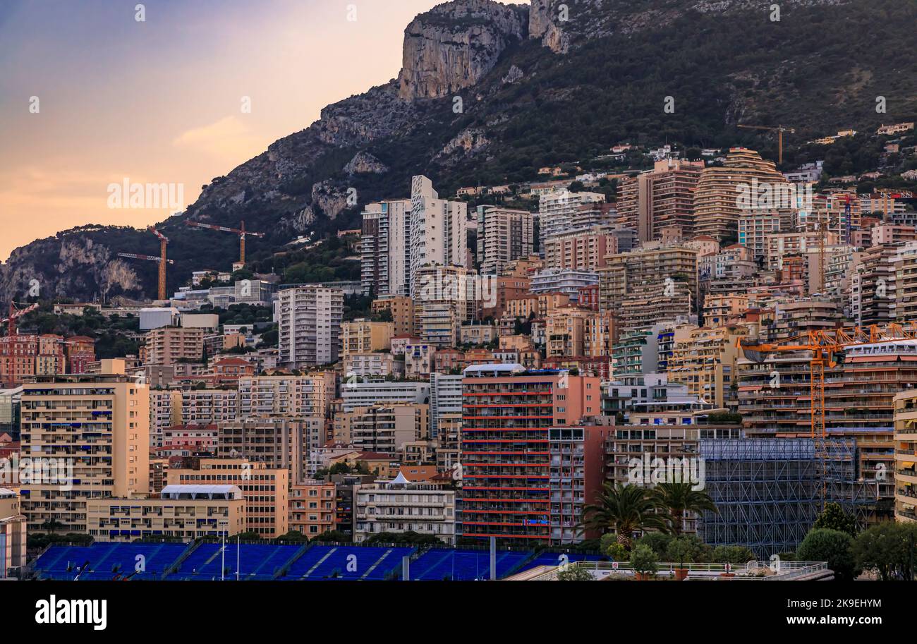 Monte Carlo cityscape with luxury apartment buildings by the port of ...