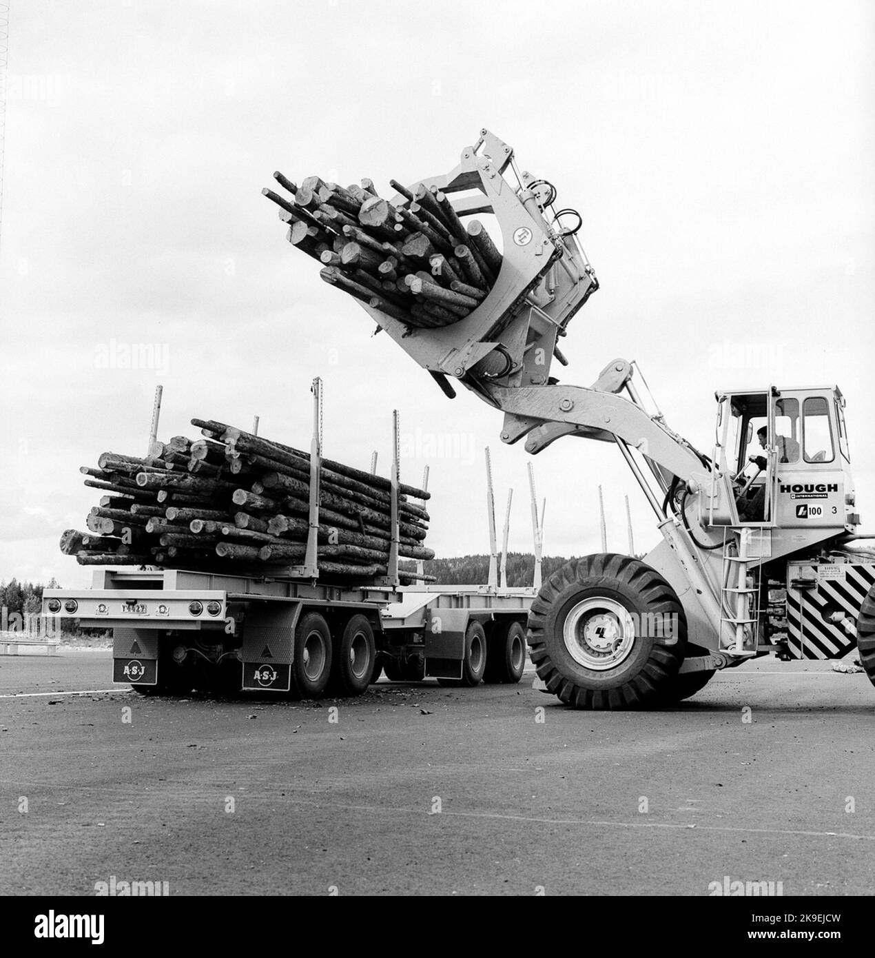 Unloading pulpwood. SCA, Töva terminal Stock Photo - Alamy