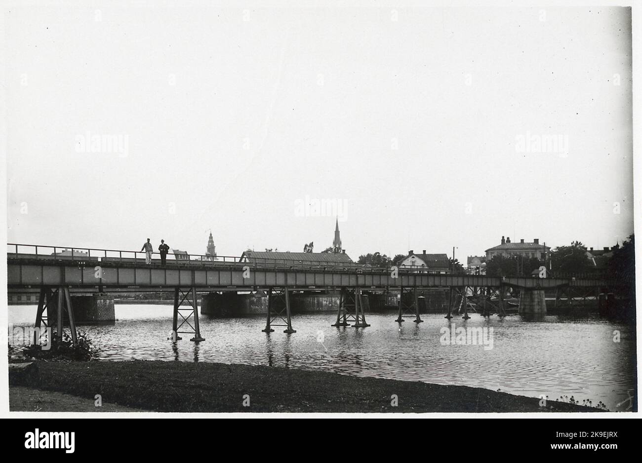 Fixed bridge with swinging span over Stångån at the entrance to ...