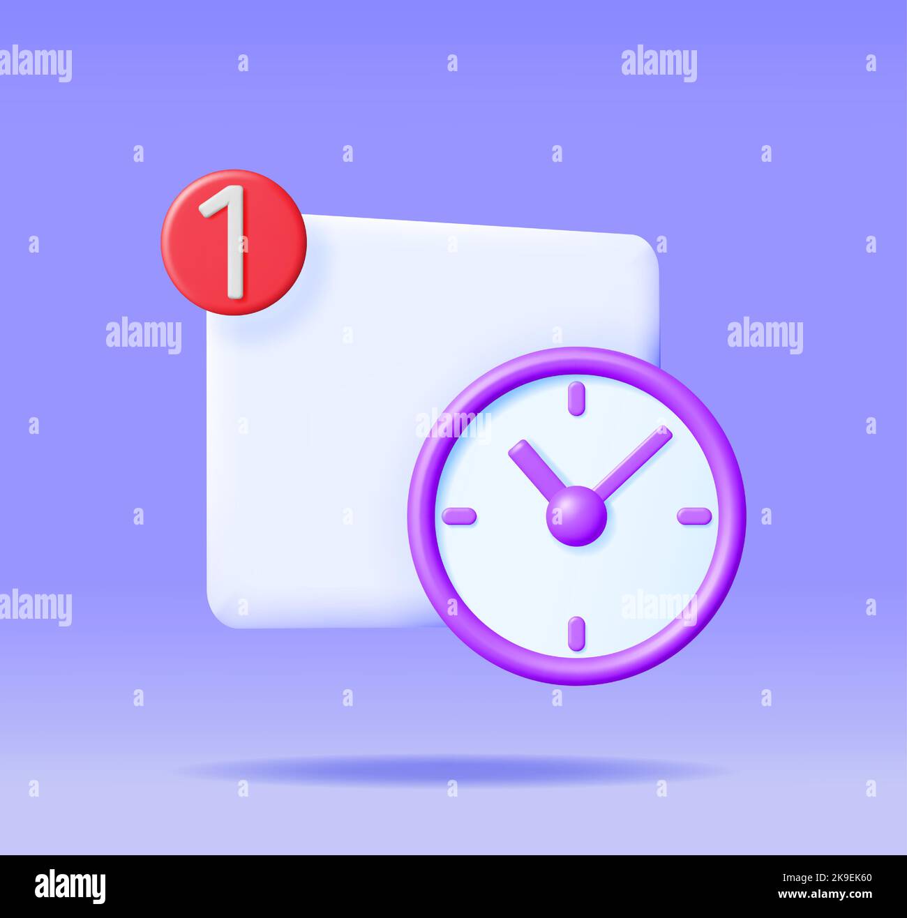 3D Round Wall Clock with Notification Icon Stock Vector Image & Art - Alamy