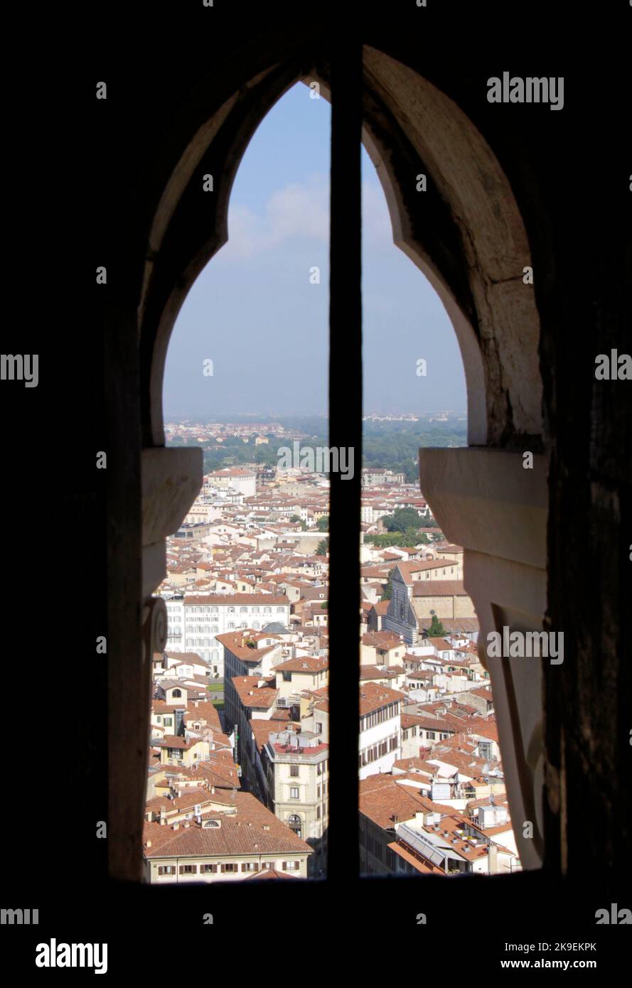 The city of Florence seen from a window of Florence Cathedral Stock ...