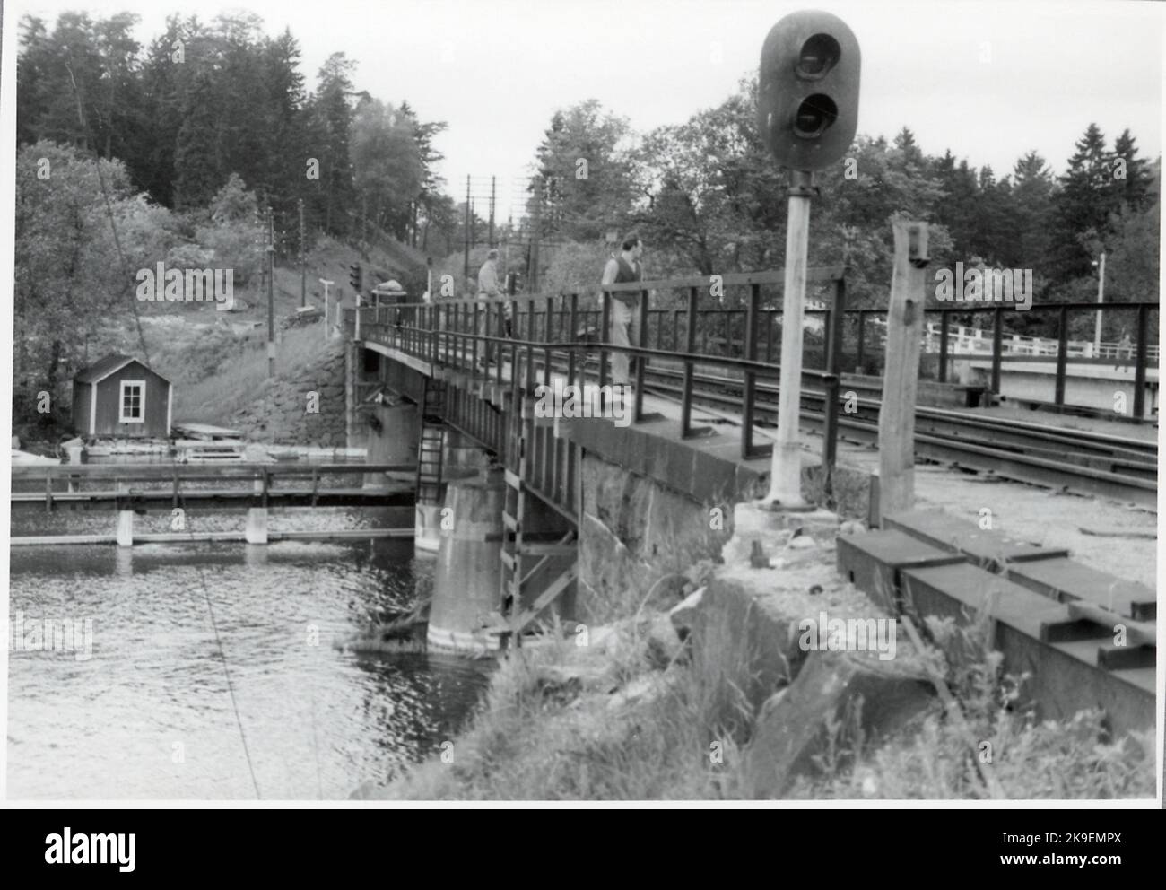 Swivel rail bridge at Stäket, on the route between Stäket and ...