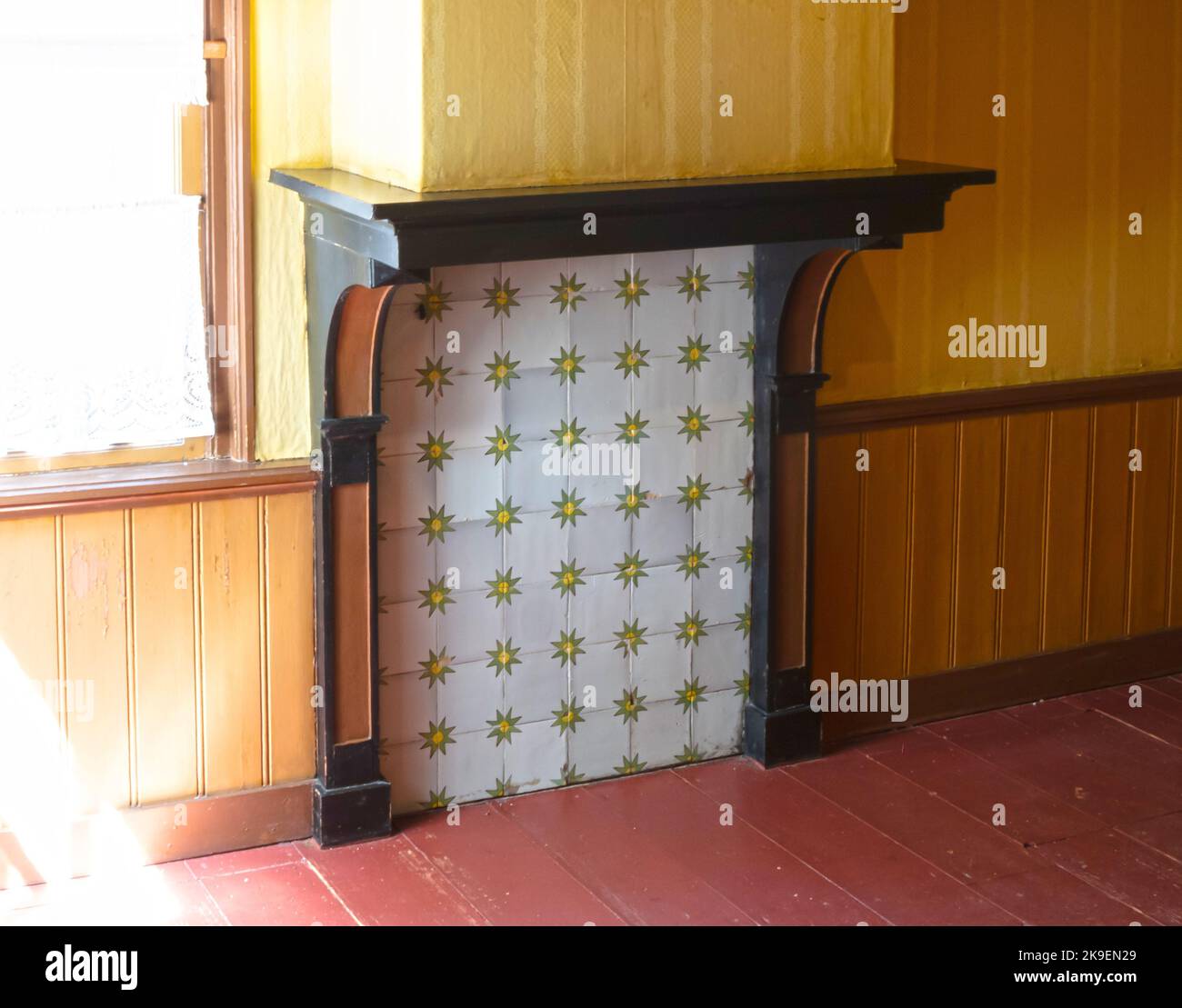 Old fireplace in a wooden traditional house in the Netherlands Stock ...
